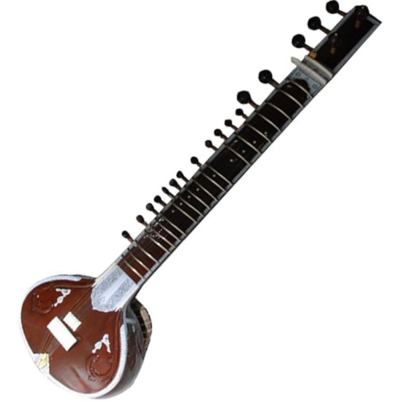 Tarafdar Sitar with Padded Case Nanda kolkata Double gourd Professional of 13 taraf strings ...
